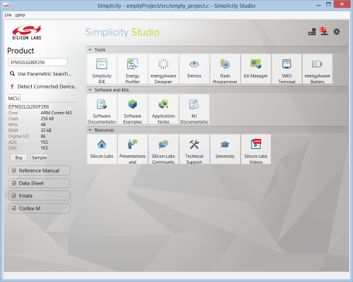 Building an Empty Project and Simplicity Studio IDE