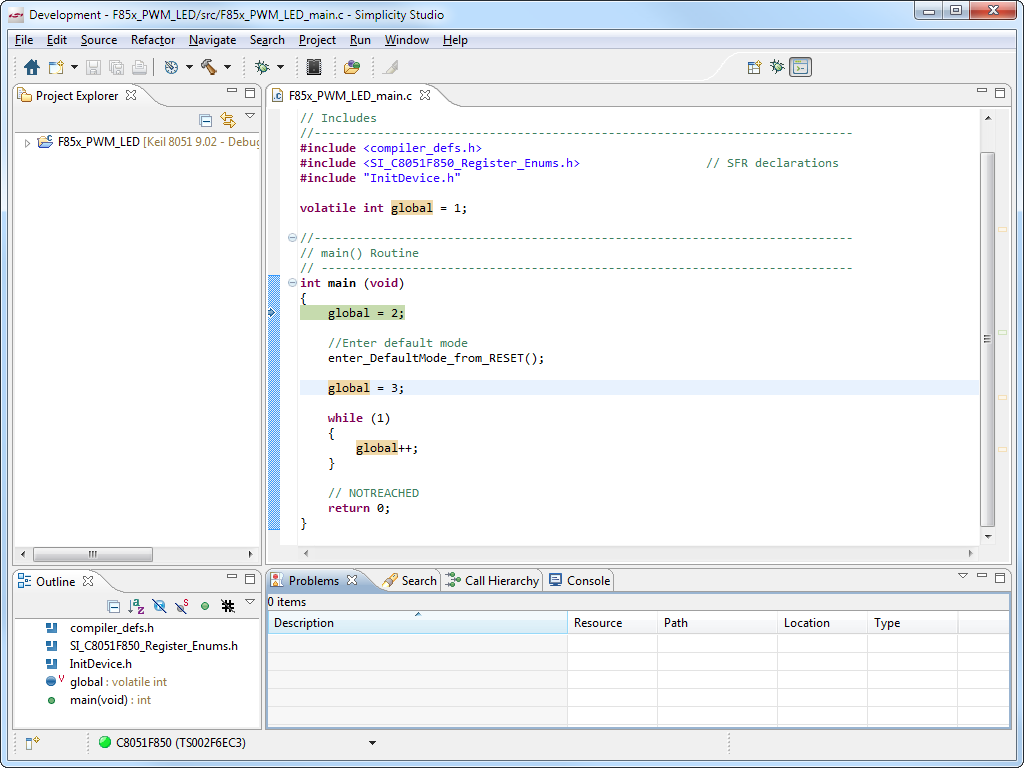 Resetting the Development Layout in Simplicity IDE