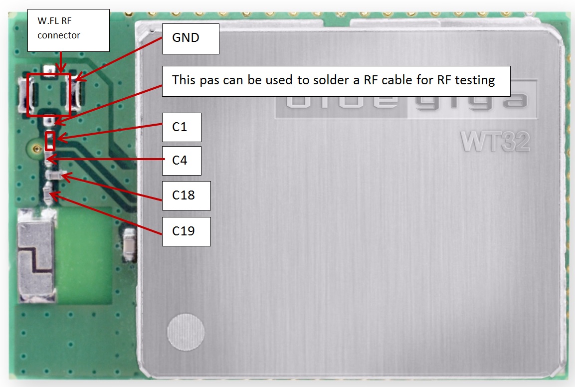 WT32: How to modify WT32-A to -E for RF testing