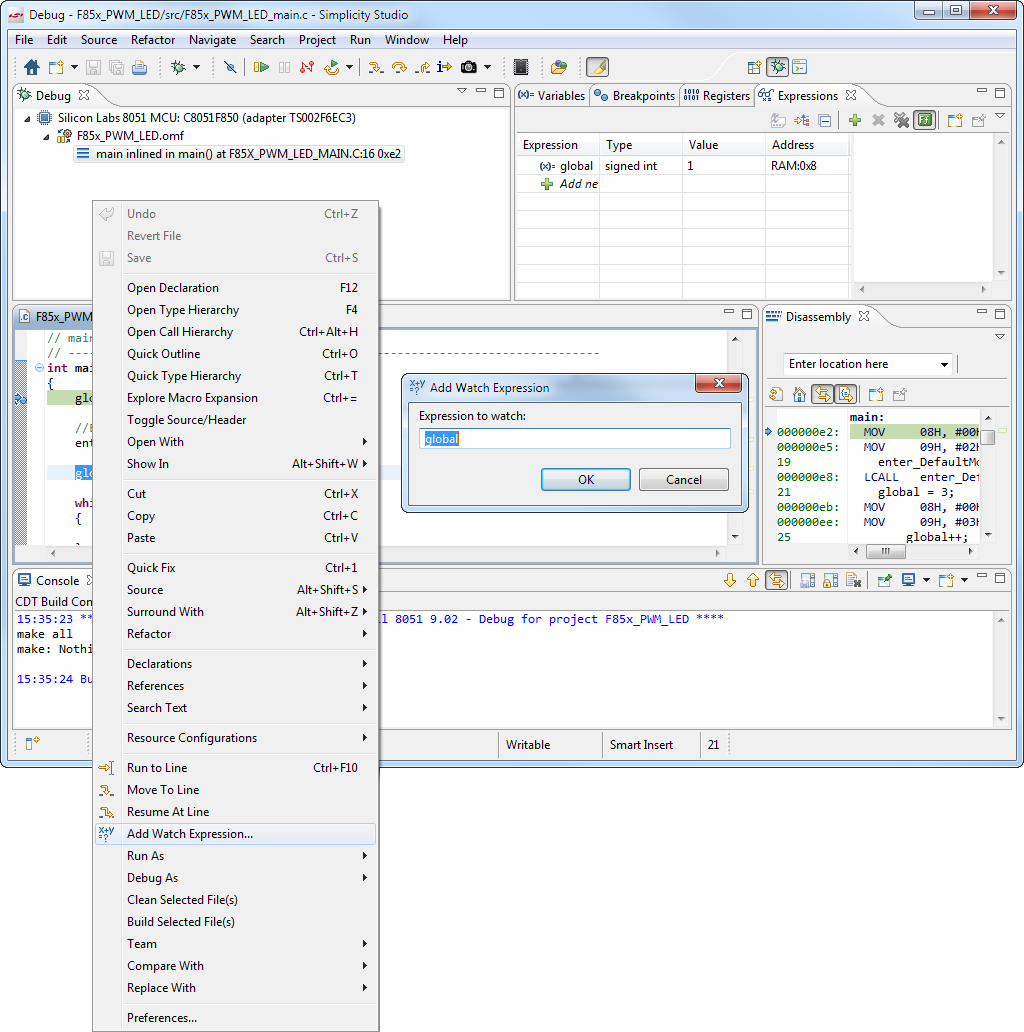 Simplicity IDE: Adding Expressions to the Expressions View