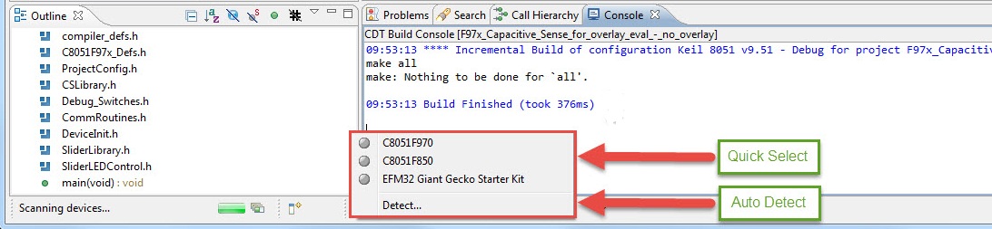 Selecting Debug Targets In Simplicity Ide