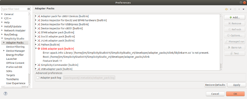 Issue with Network Analyzer and Energy Profiler on Simplicity Studio ...
