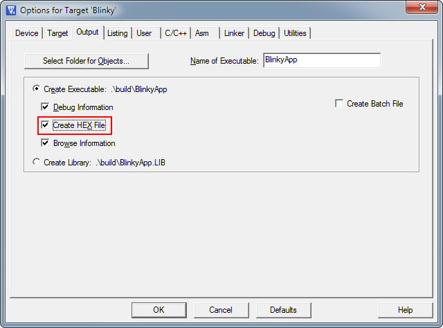 How Can I Generate Hex Files With Keil Uvision For Arm