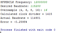 EFM32 UART baudrate calculator and validator