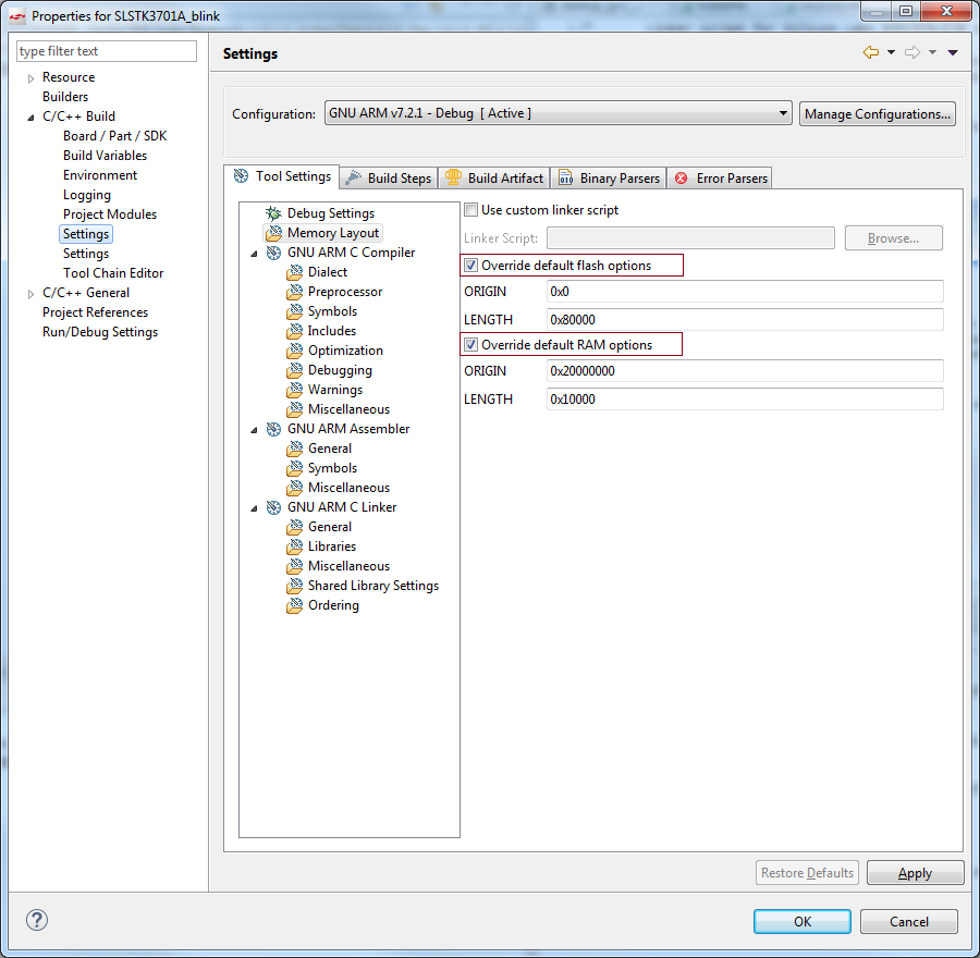 What S The Default Linker Script Of The Mcu Example Project