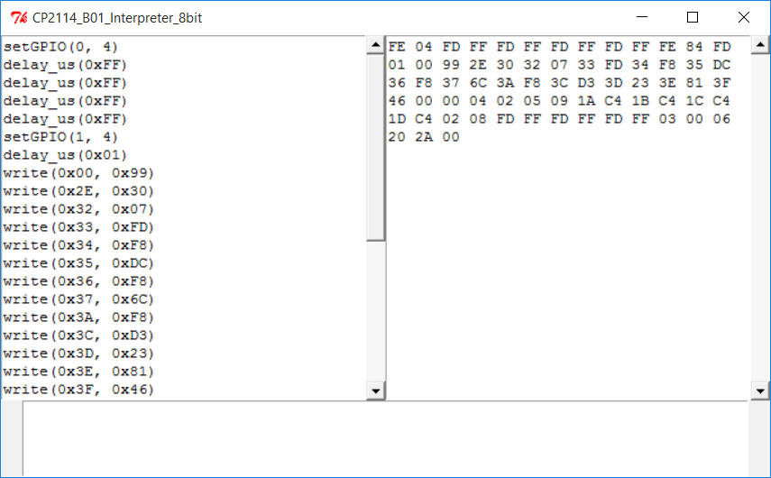CP2114 B01 8-bit Codec Command Array Generator