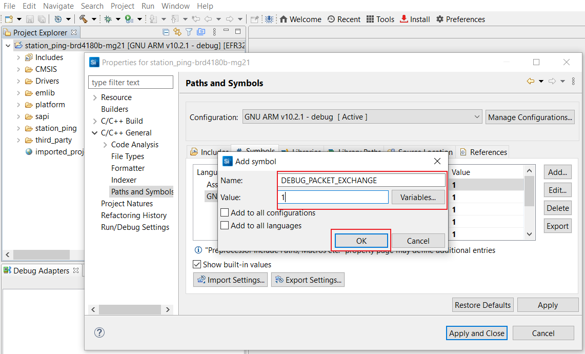 Debug packet exchanges between Module and Host MCU