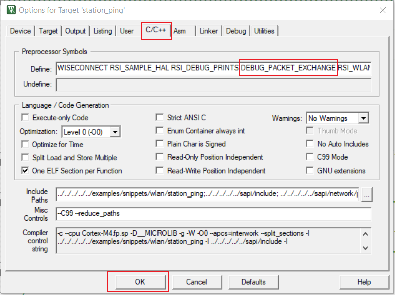 Debug packet exchanges between Module and Host MCU