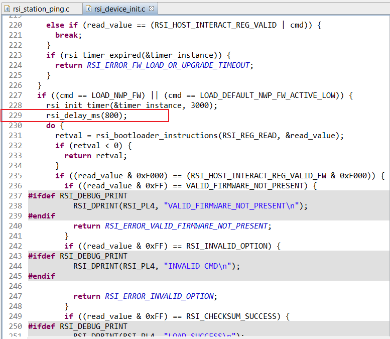 Debug packet exchanges between Module and Host MCU