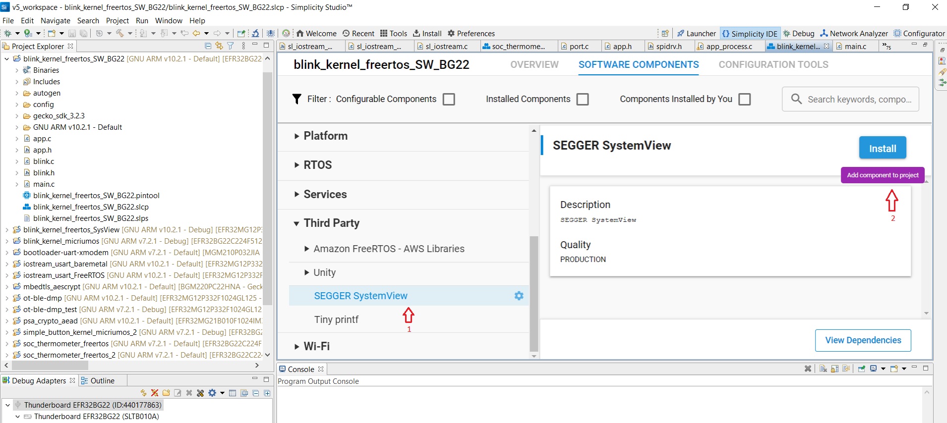 Integrating Systemview Into A Freertos Project Silicon Labs