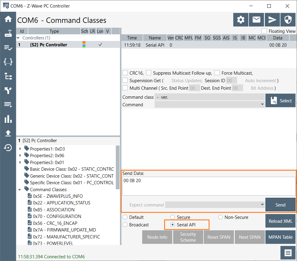 Z-Wave Tools for Serial API commands