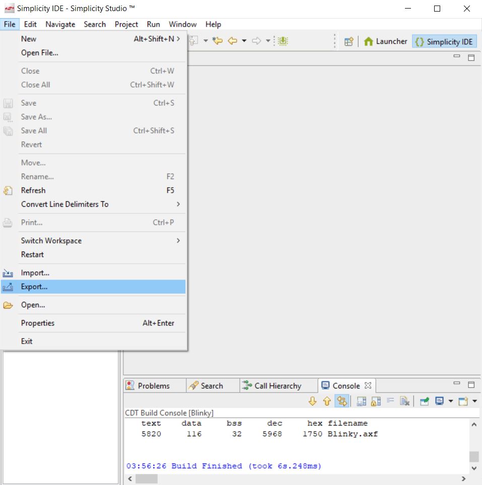 Exporting/Importing a project in Simplicity studio v4 and Simplicity ...