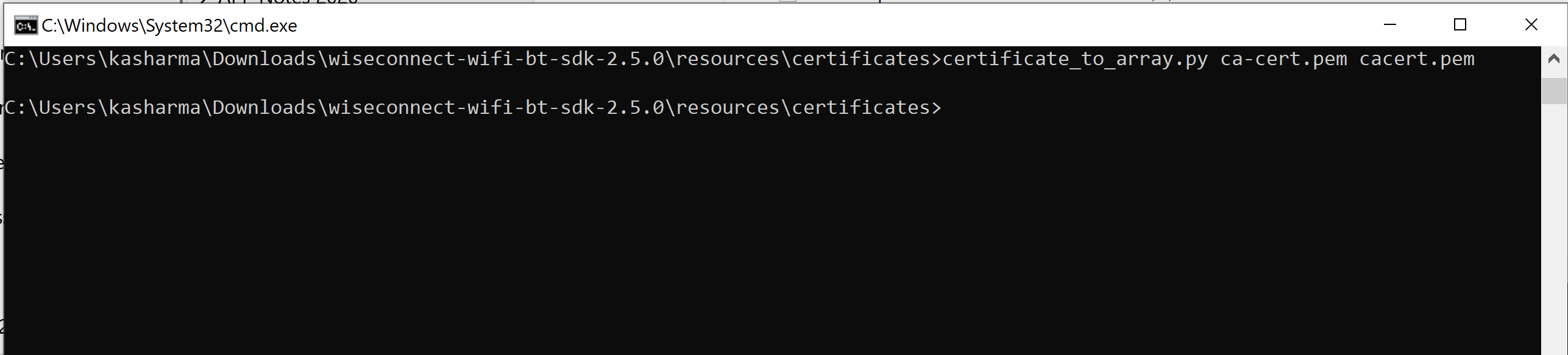 Load the certificate into RS9116 module