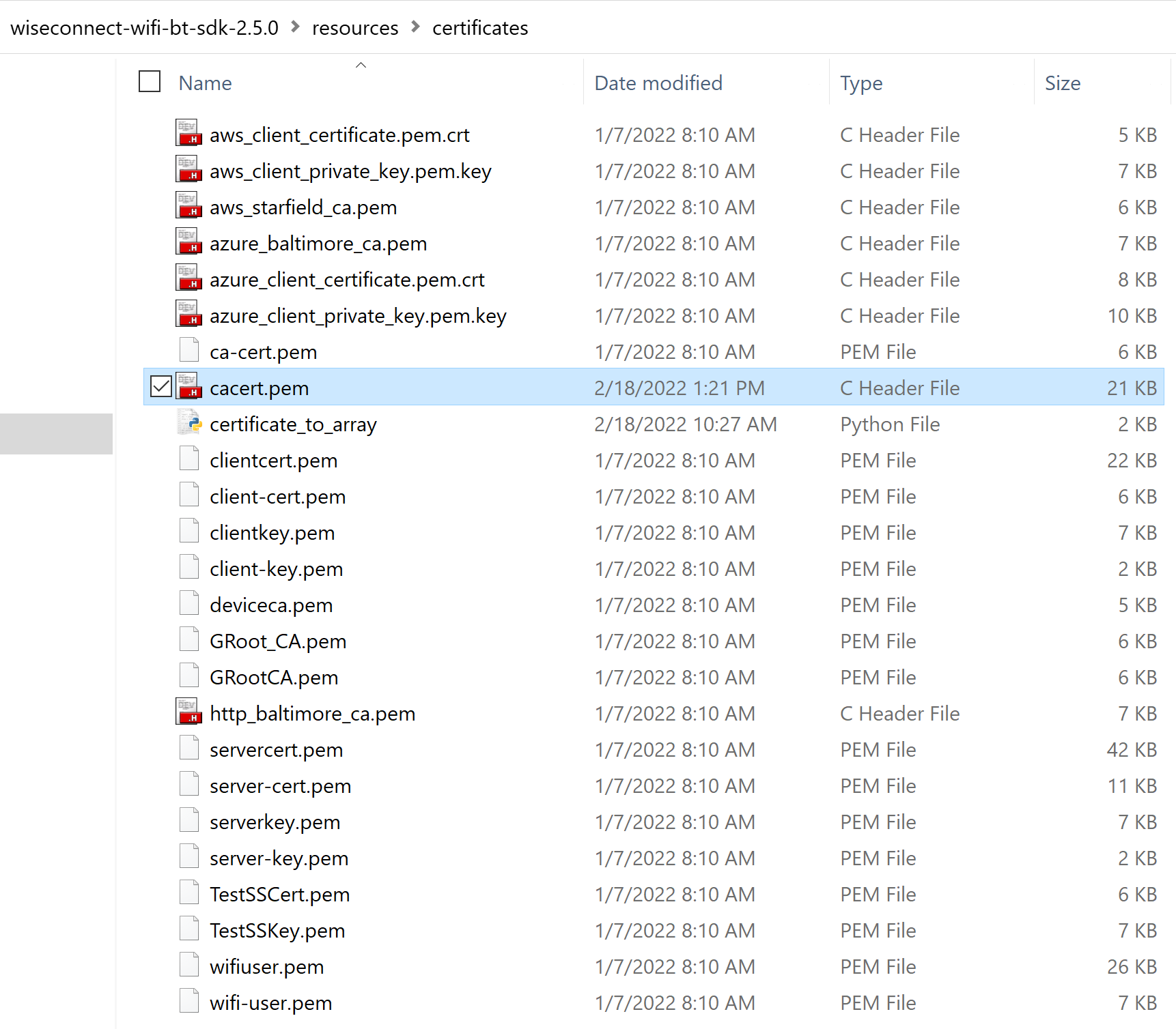 Load the certificate into RS9116 module