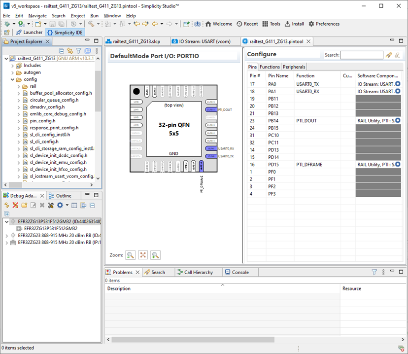Building the RAILtest project for a custom board with the Silicon Labs ...