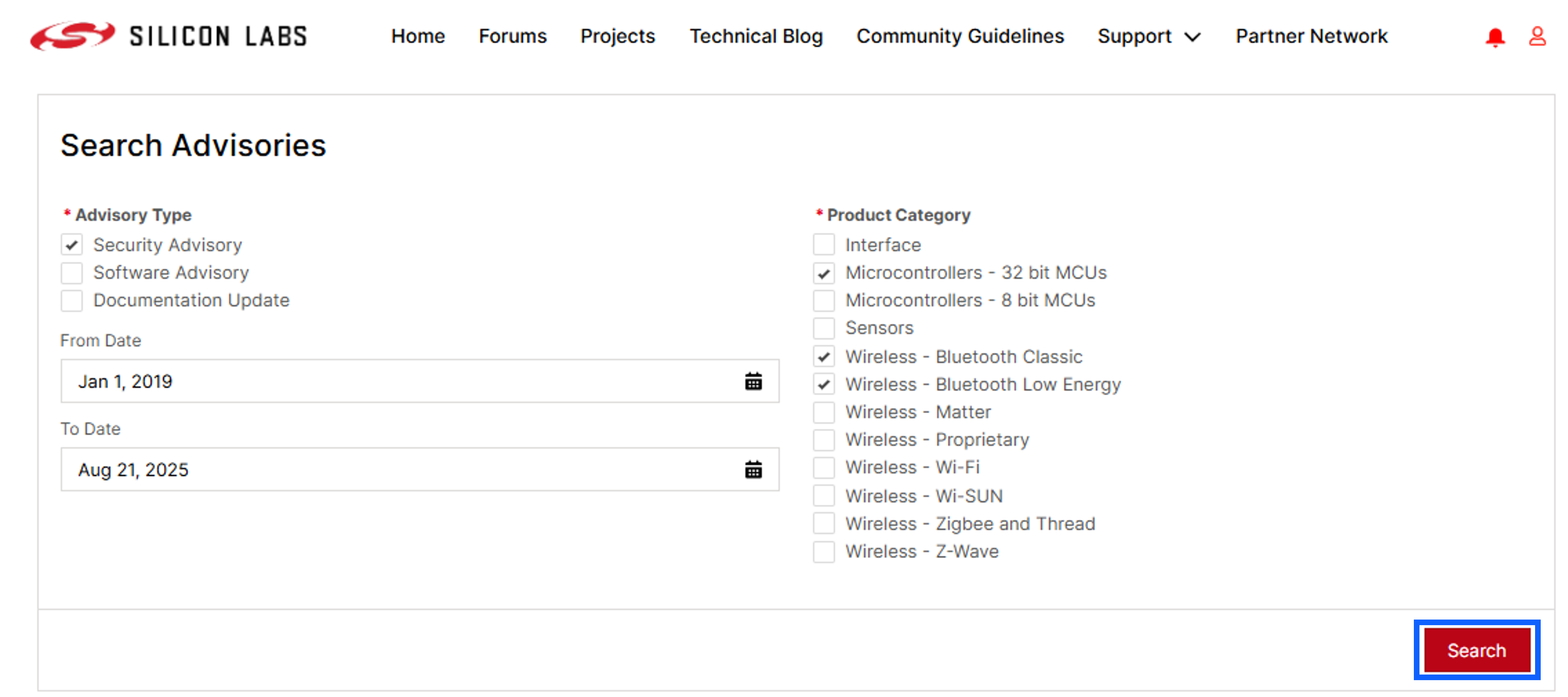 Searching and Filtering Published Security Advisories